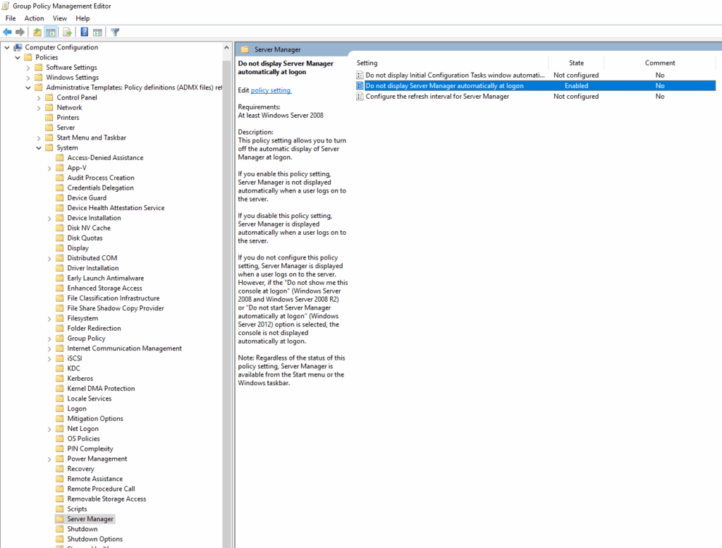 Disable Server Manager AutoStart in Windows Server